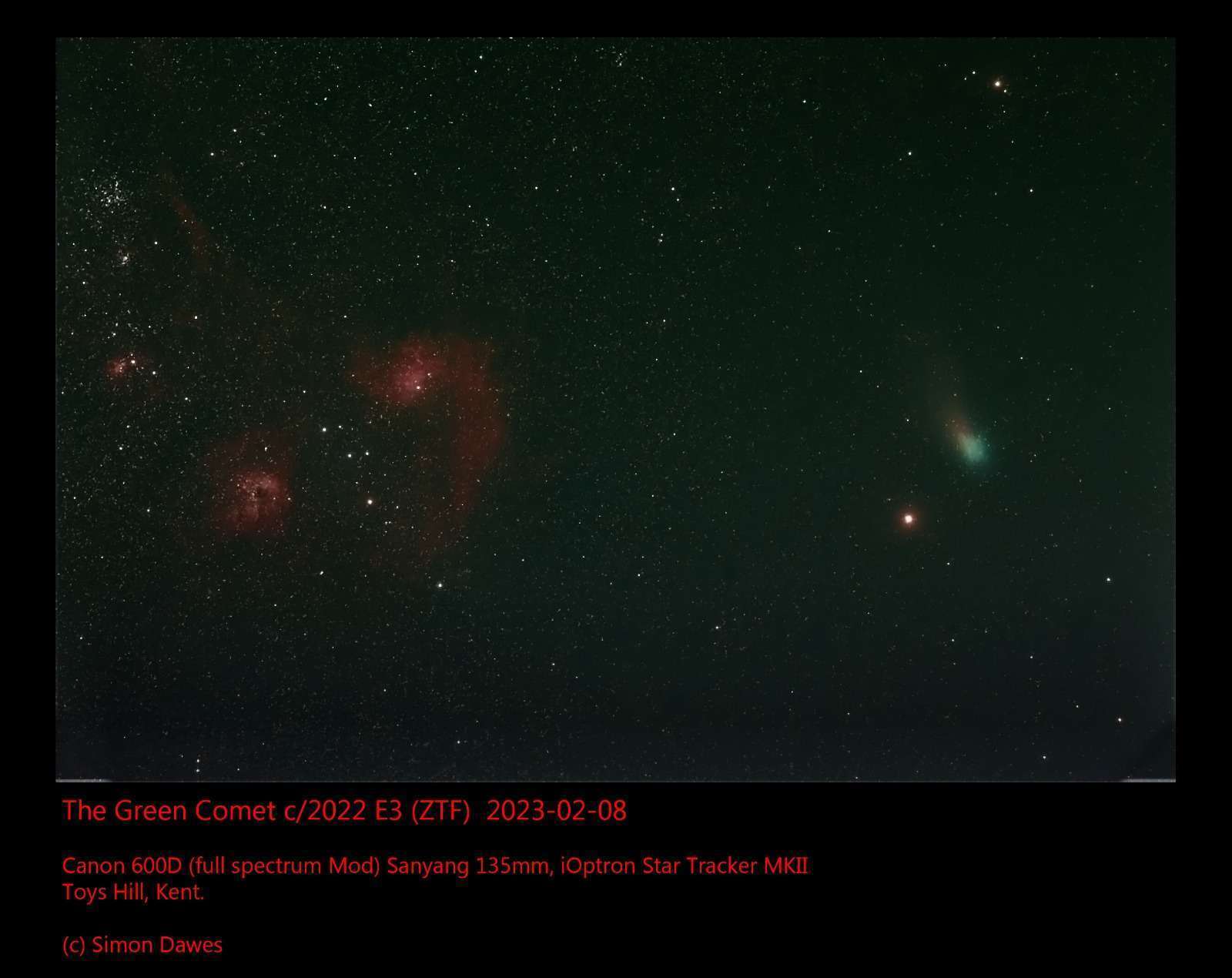 Comet C/2022 E3 (ZTF) on the 7th Feb 2023 by Honor Wheeler and 8th Feb ...