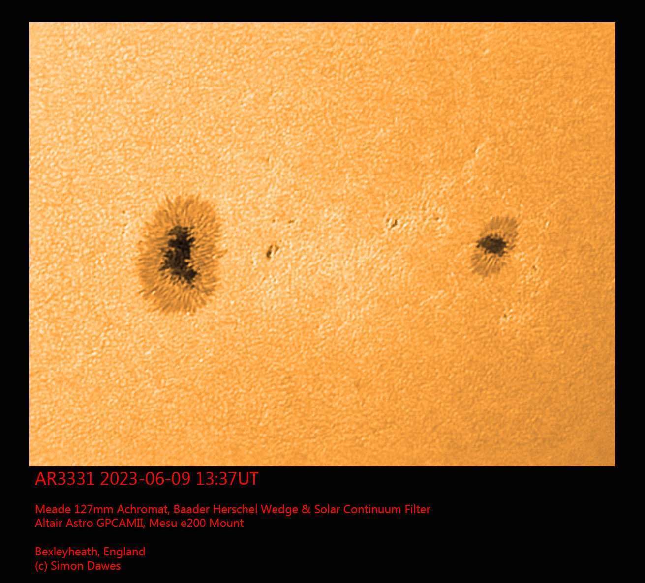 The Sun in June 2023 by Simon Dawes – Crayford Manor House Astronomical ...